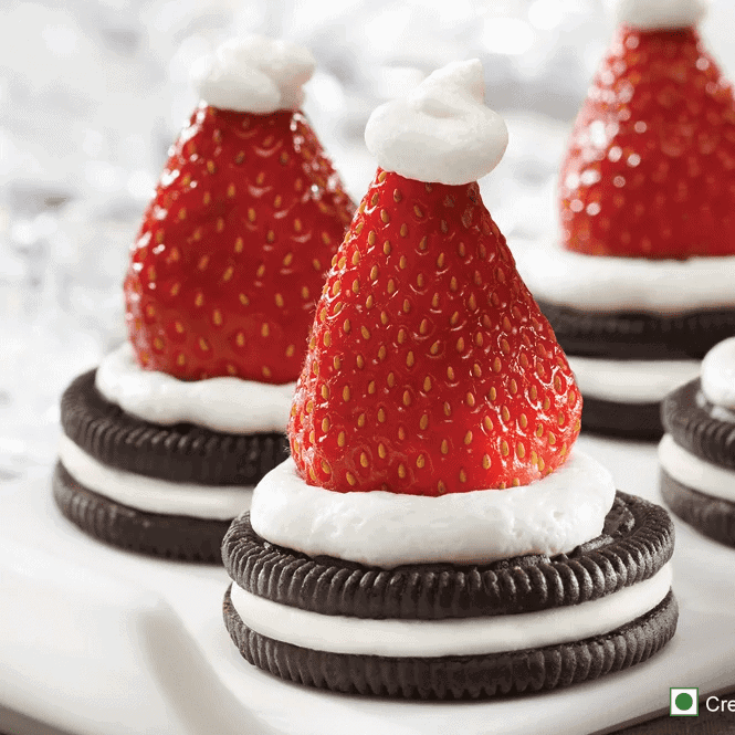 Oreo Santa Hat Cookies Recipe | Desserts Corner