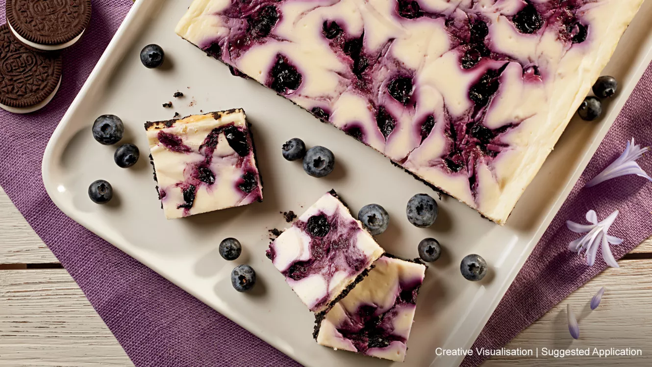 Blueberry Swirl Oreo Cheesecake Recipe | Cadbury Desserts Corner