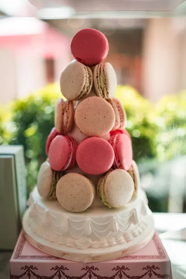 Macaron-Topped Cake Designs for a French-Inspired Anniversary